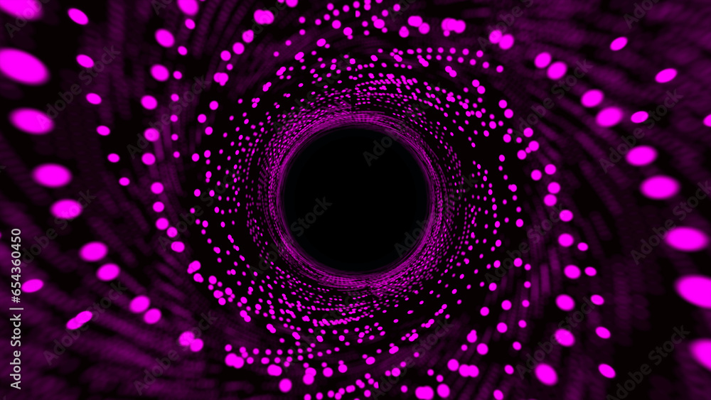 Swirl from dots structure 3d sea.Abstract spiral vortex round ...