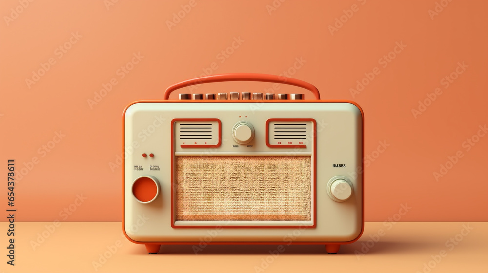 old analog radio tuner. 3d illustration of vintage radio receiver, flat ...