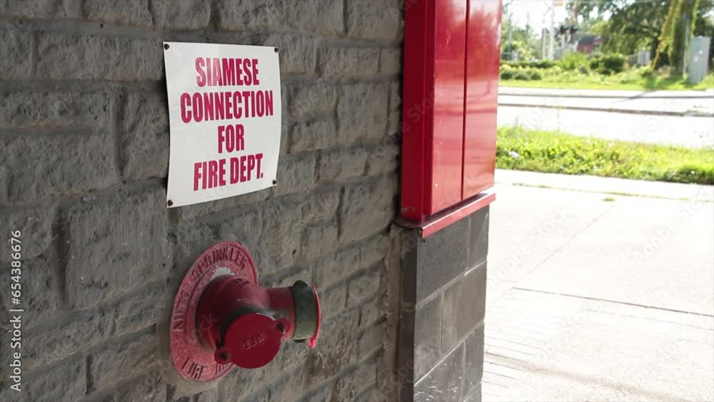 siamese connection for fire dept department writing caption text square ...