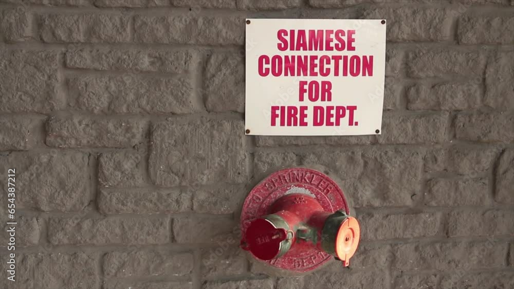 siamese connection for fire dept department writing caption text square ...