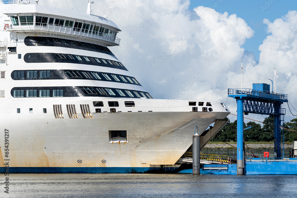 ferry with open bow doors at terminal Stock Photo | Adobe Stock