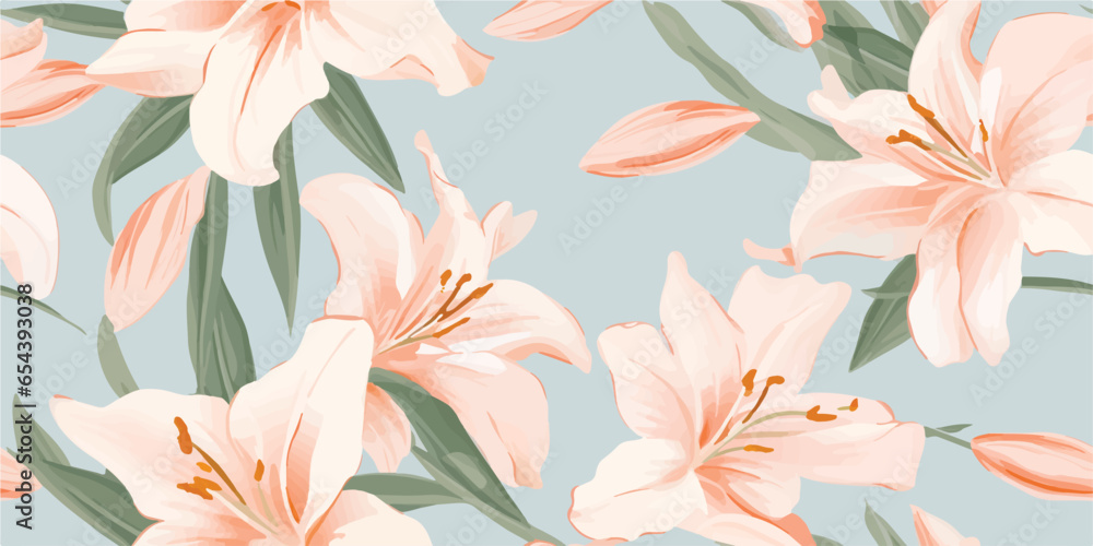 Lily flowers seamless pattern .Floral pattern design illustration for ...