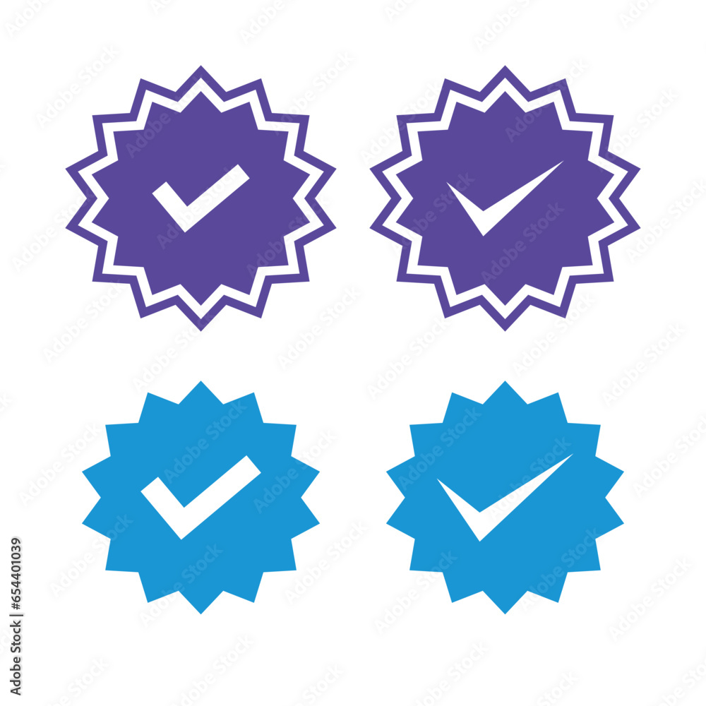 Set of vector badges and labels with check mark icons. Approved and ...