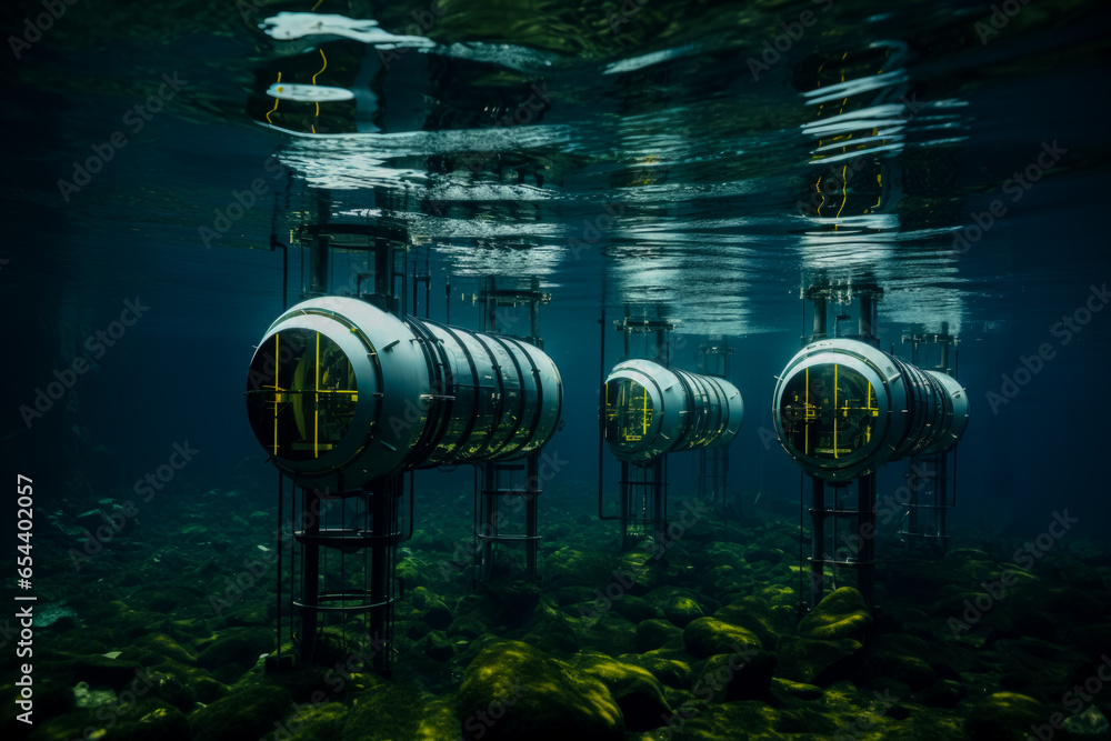 Underwater turbines utilizing tidal currents for renewable energy ...
