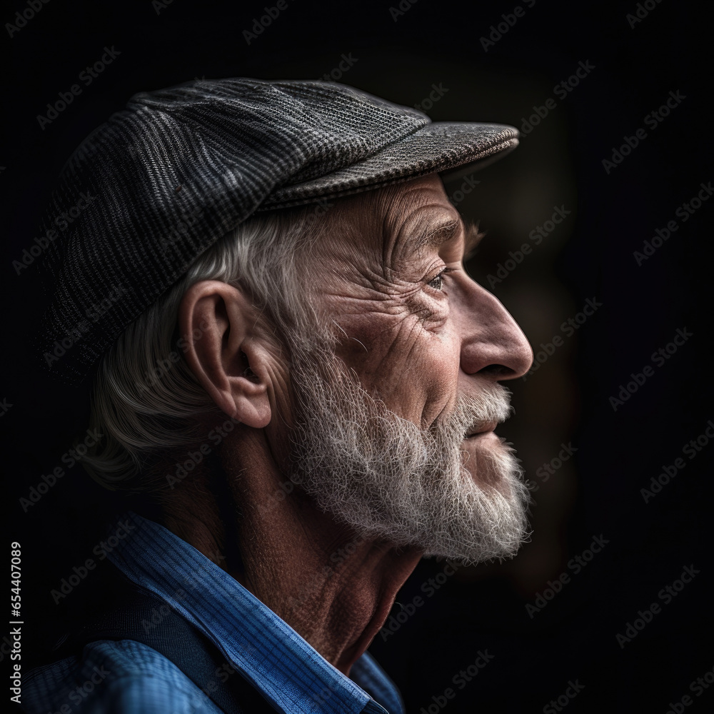 portrait of old middle aged man beggar look up dream hoping for great ...