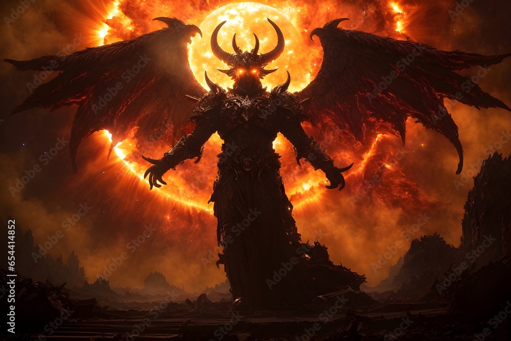 ภาพประกอบสต็อก In "Cosmic Cataclysm," the canvas is dominated by the ...