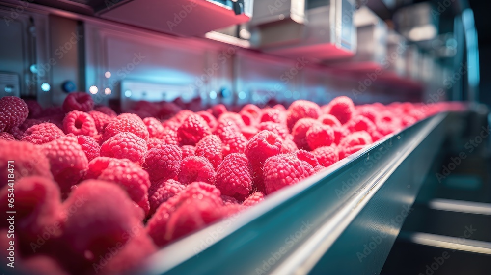 state-of-the-art facility where frozen red raspberries undergo a ...