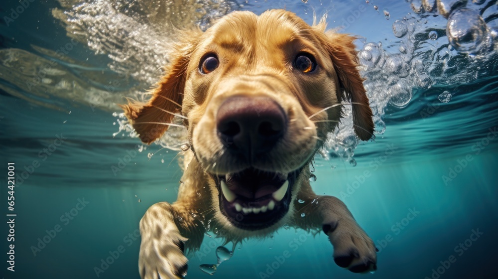 Funny underwater picture of puppies in swimming pool playing deep dive ...