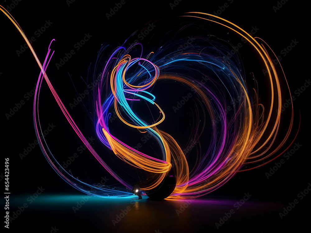 A colorful light painting with a black background Stock Illustration ...