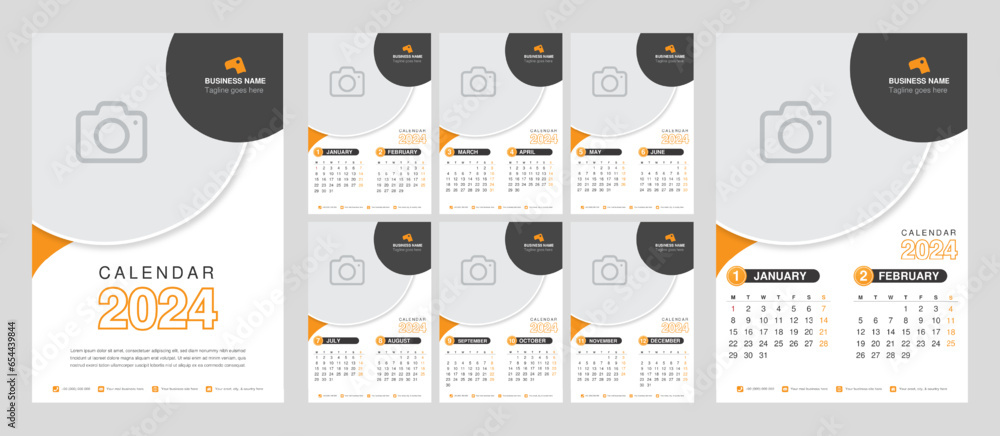 Wall calendar 2024 in minimalist style design template for business ...
