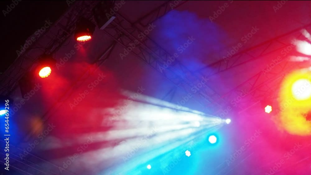 The result of work of lighting engineer at a concert. Soffits, ramp ...