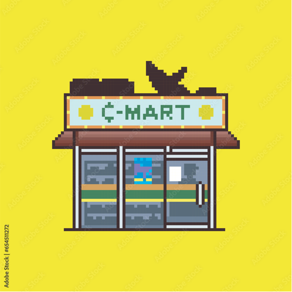 Minimarket store pixel art Stock Vector | Adobe Stock