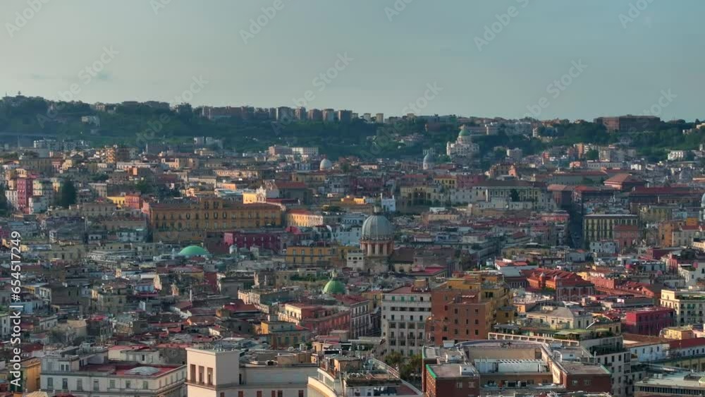 A view of Napoli, Italy, Aerial view of the historic center, panoramic ...