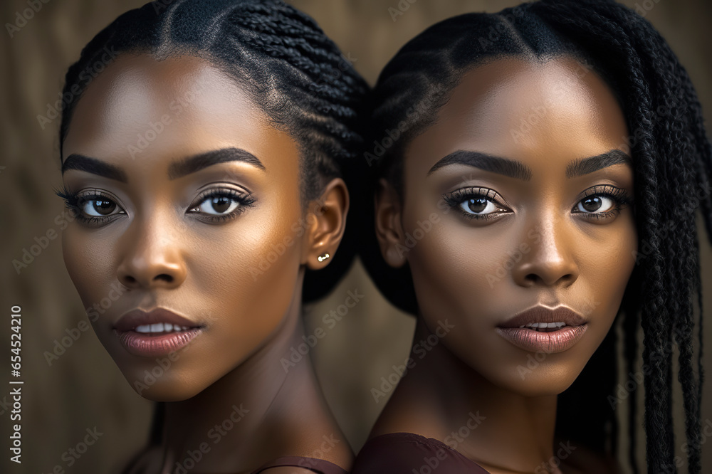 Empowering Beauty: Two Young Black Women Pose Back-to-Back, Radiating ...