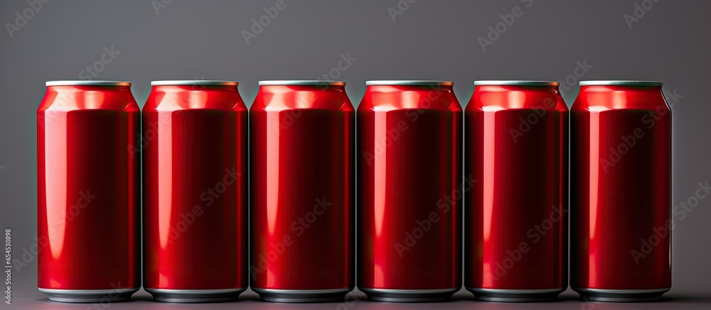 Realistic red aluminum cans with ample space for various beverages ...