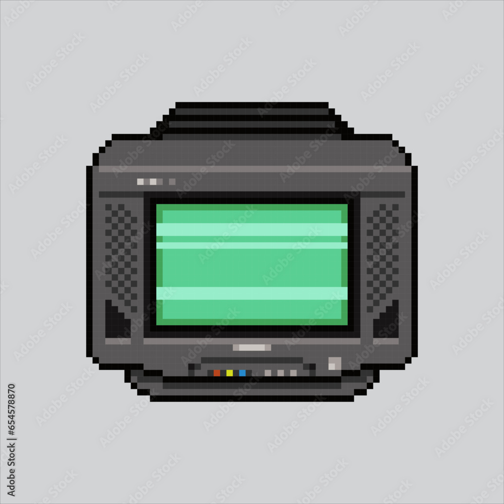 Pixel art illustration television. Pixelated tv. classic tv electronics ...