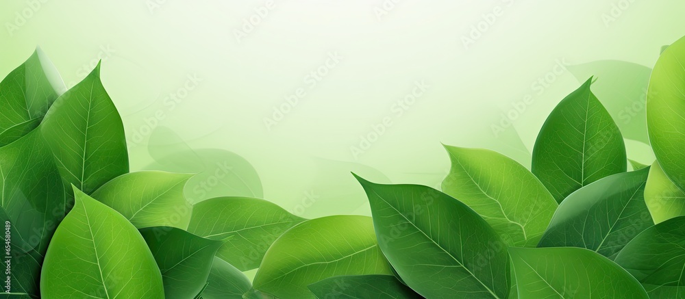 Nature themed design featuring a green leaf backdrop with a rounded ...