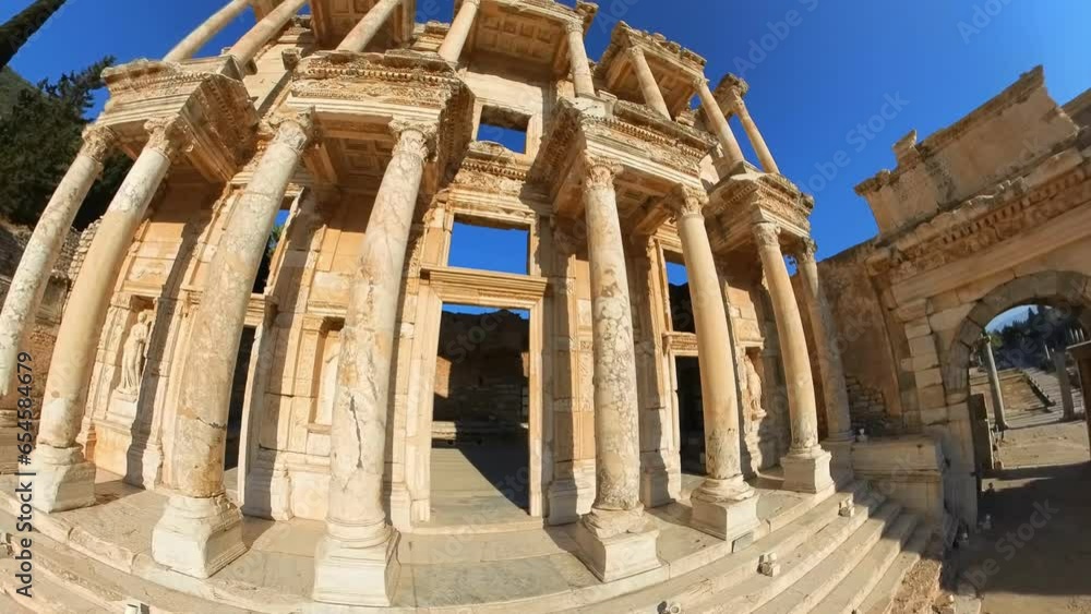 Library of Celsus and gate of Augustus in Ephesus archeological site in ...