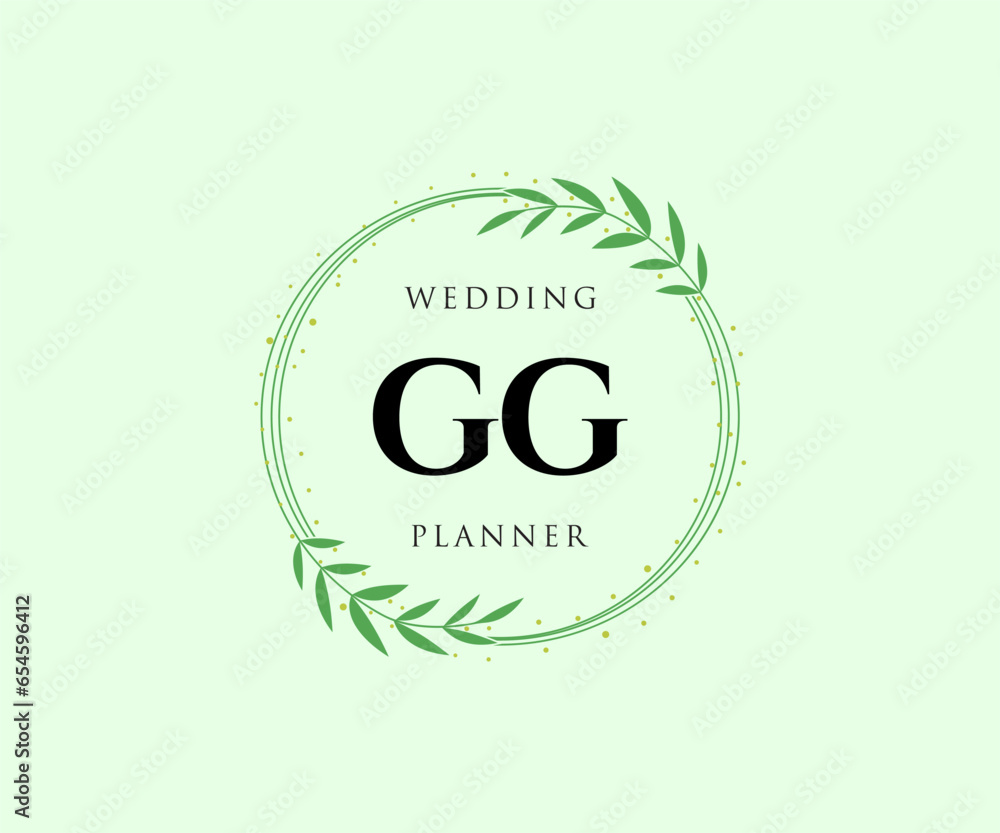 GG Initials letter Wedding monogram logos collection, hand drawn modern ...