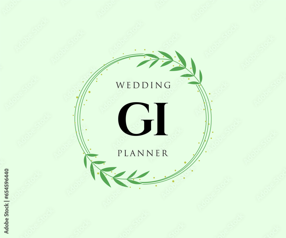 GI Initials letter Wedding monogram logos collection, hand drawn modern ...