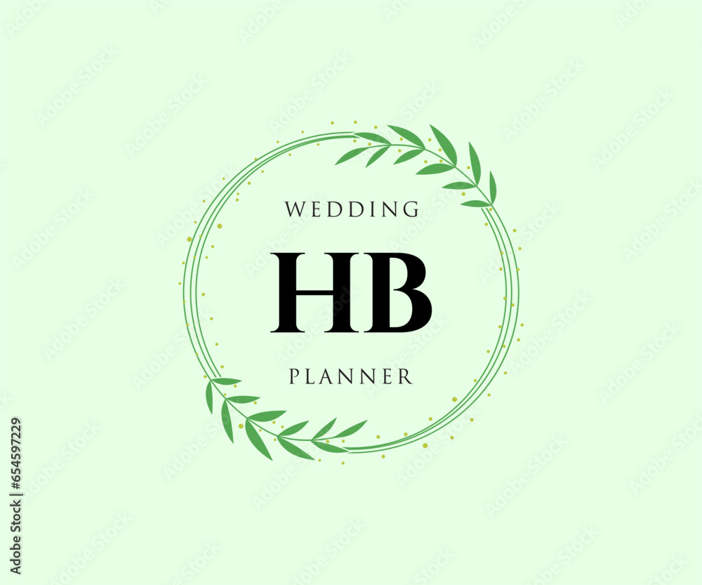 HB Initials letter Wedding monogram logos collection, hand drawn modern ...