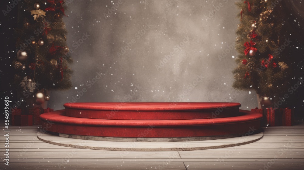 merry christmas new year background with decorations at wall. blank ...