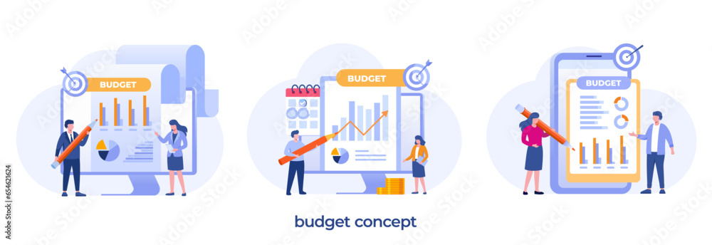 Budget business strategy, finance and accounting, budget calculation, economy and investment ...