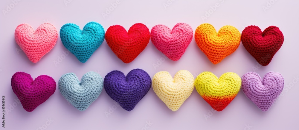 Rainbow crochet hearts and Pride Week lettering on pink background ...