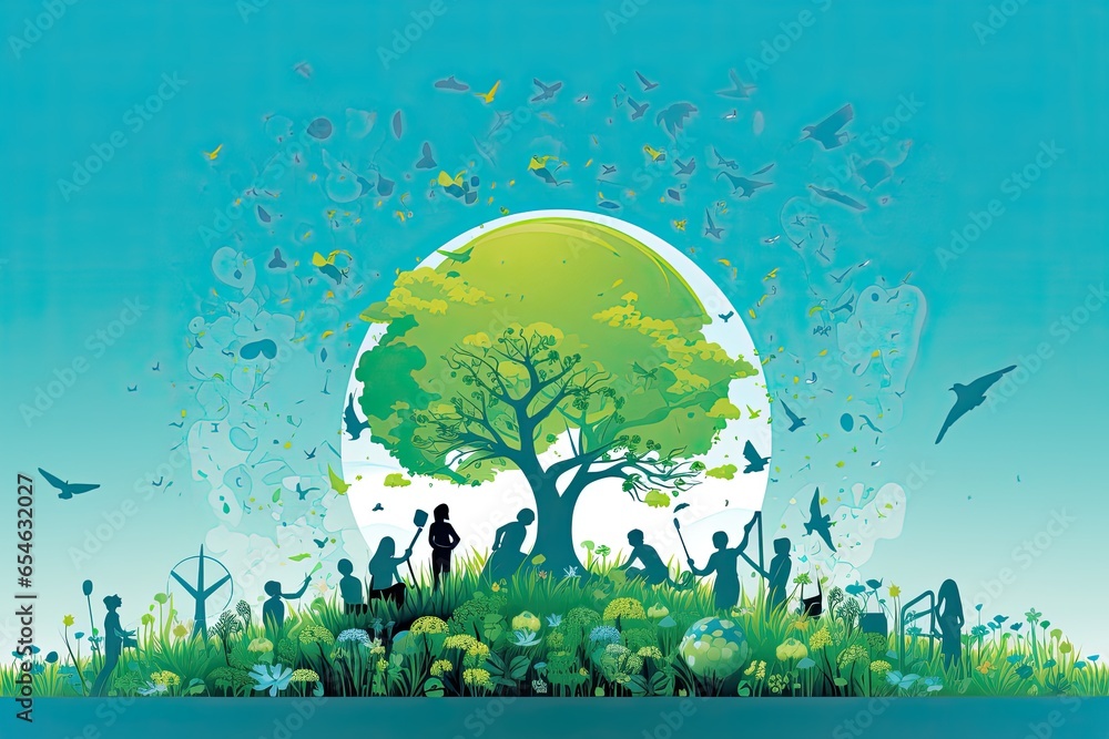 Earth Day Visuals highlighting environmental conservation, planting ...