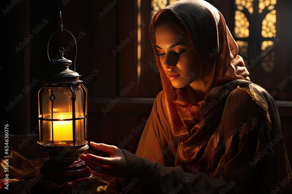 Ramadan The Sacred Month of Prayer depicting Muslims engaged in acts of ...