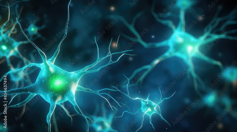 Brain cells firing off connecting and communicating with each other ...