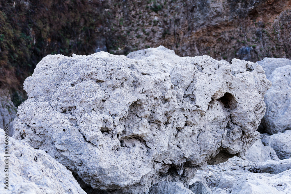 Pile of Rocks on a limestone mining area. Rock Stacking on limestone ...