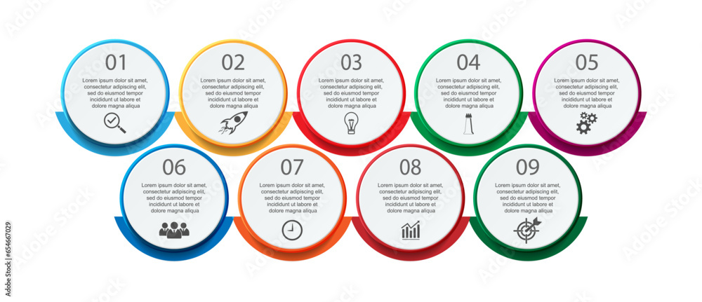 Business Infographic Design Template. minimal Timeline design with 9 ...