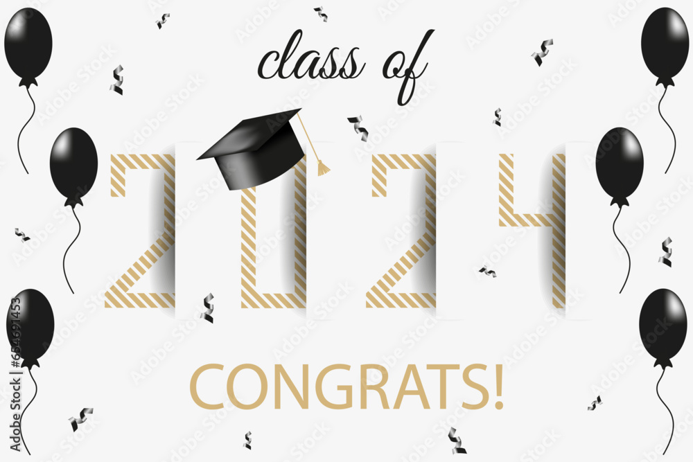 Template design Class Off 2024 graduates celebration Banner isolated ...