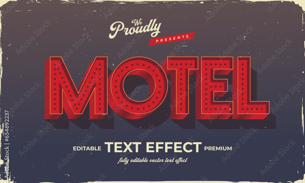 vintage retro old style American motel road sign text effect Stock ...