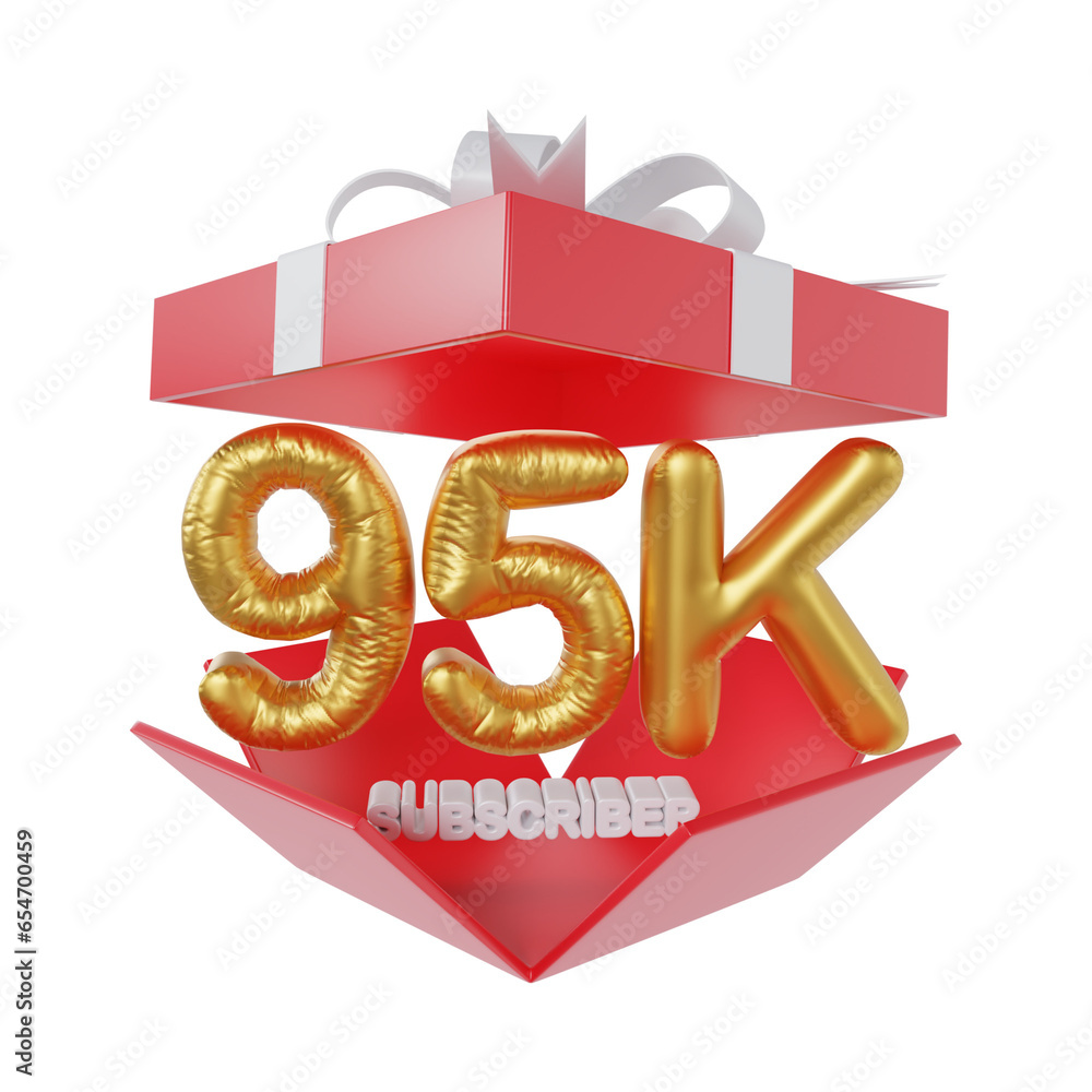 Thank you 95k Subscriber with open gift box congratulation 3d ...