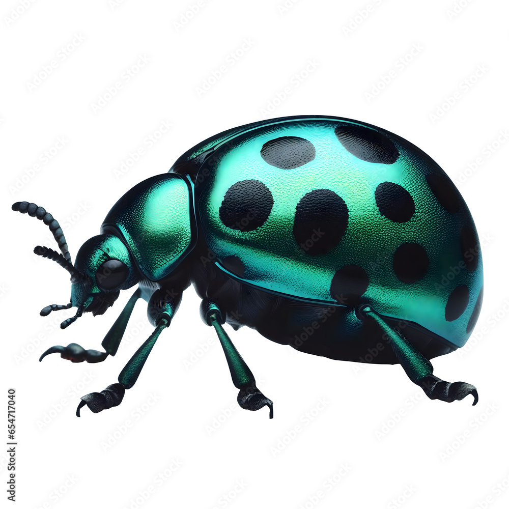 Isolated Shiny Green Beetle with Black Spots PNG, Transparent ...