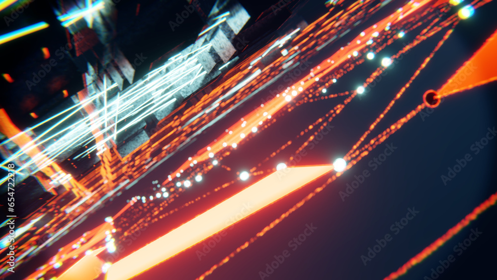 3d Render artwork visuals, fantastic animation Futurisc with lights ...