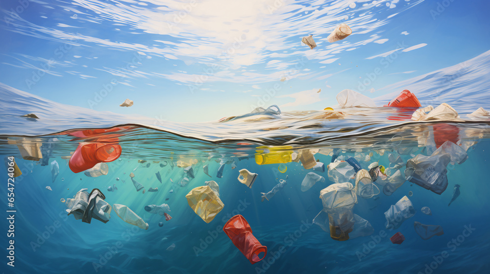 plastic waste floating on the water - plastic waste disposal ...