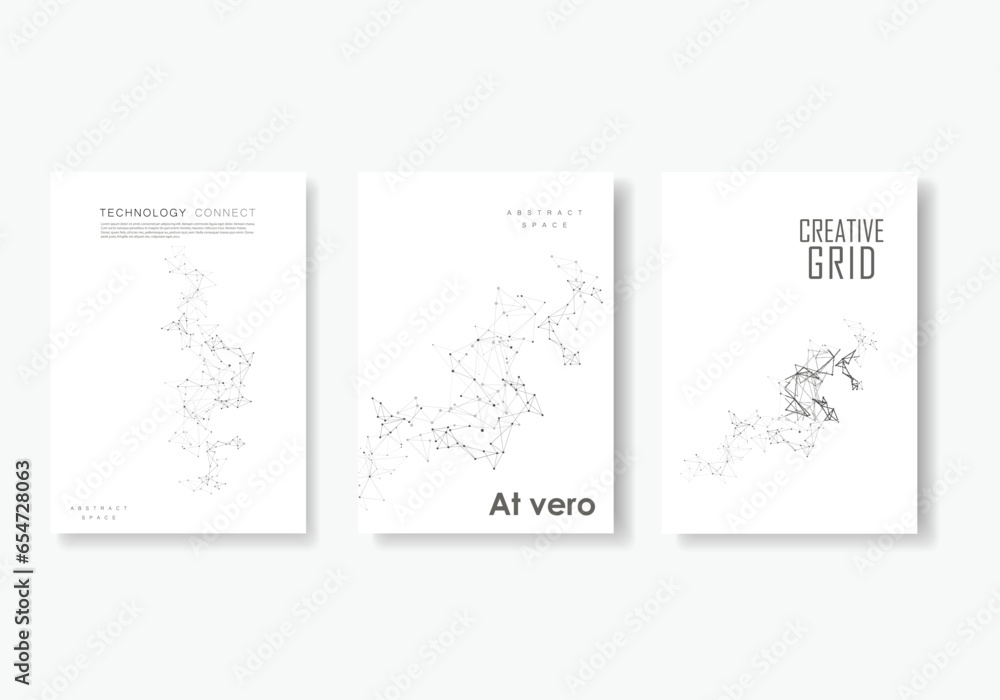 Abstract molecules brochure design. Vector cover template. Connect dots ...