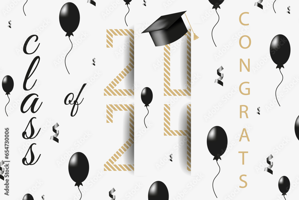 Template design Class Off 2024 graduates celebration Banner isolated ...