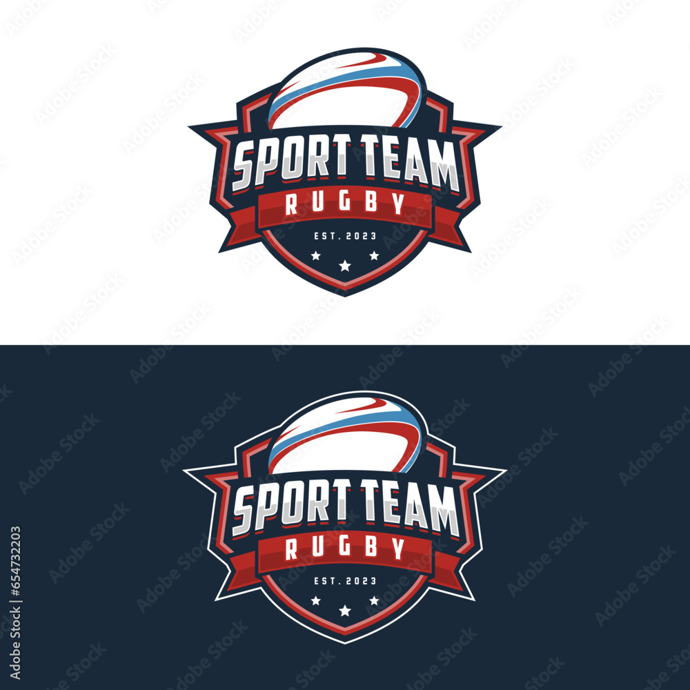 Rugby logo design vector illustration template, rugby club emblem Stock ...