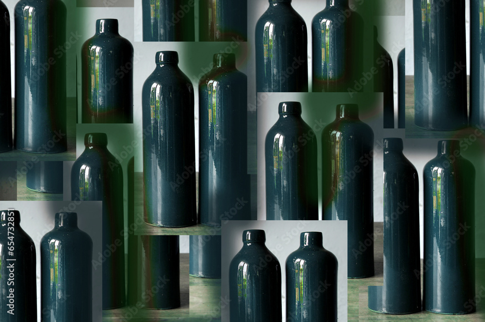 A non-standard abstract image from an ancient clay bottle. Overlapping ...