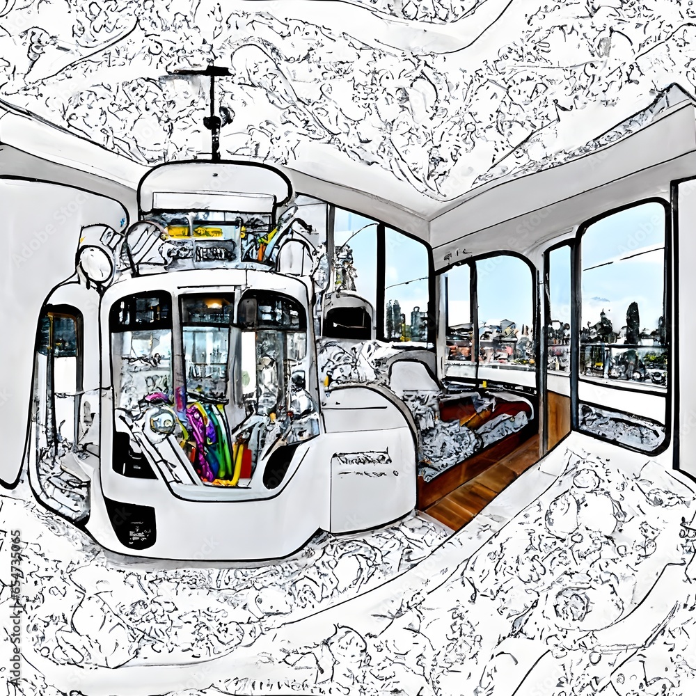 new white tram tram interior in the city of Melbourne full size ...