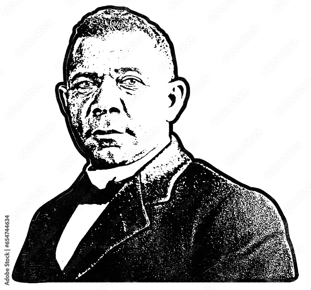 Portrait of Booker T. Washington as retro stencil illustration with ...