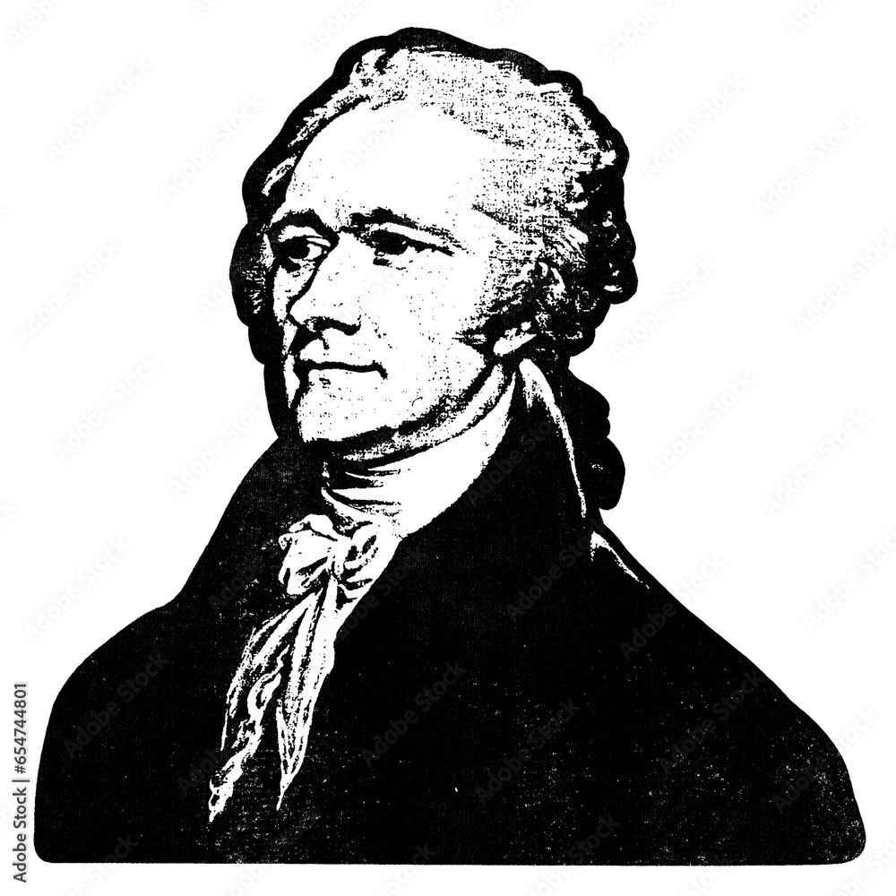 Portrait of American Founding Father Alexander Hamilton as retro ...