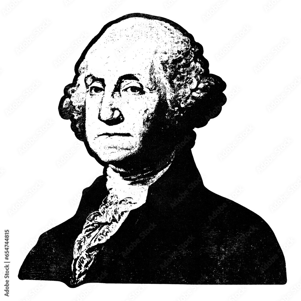 Portrait of American Founding Father George Washington as retro stencil ...