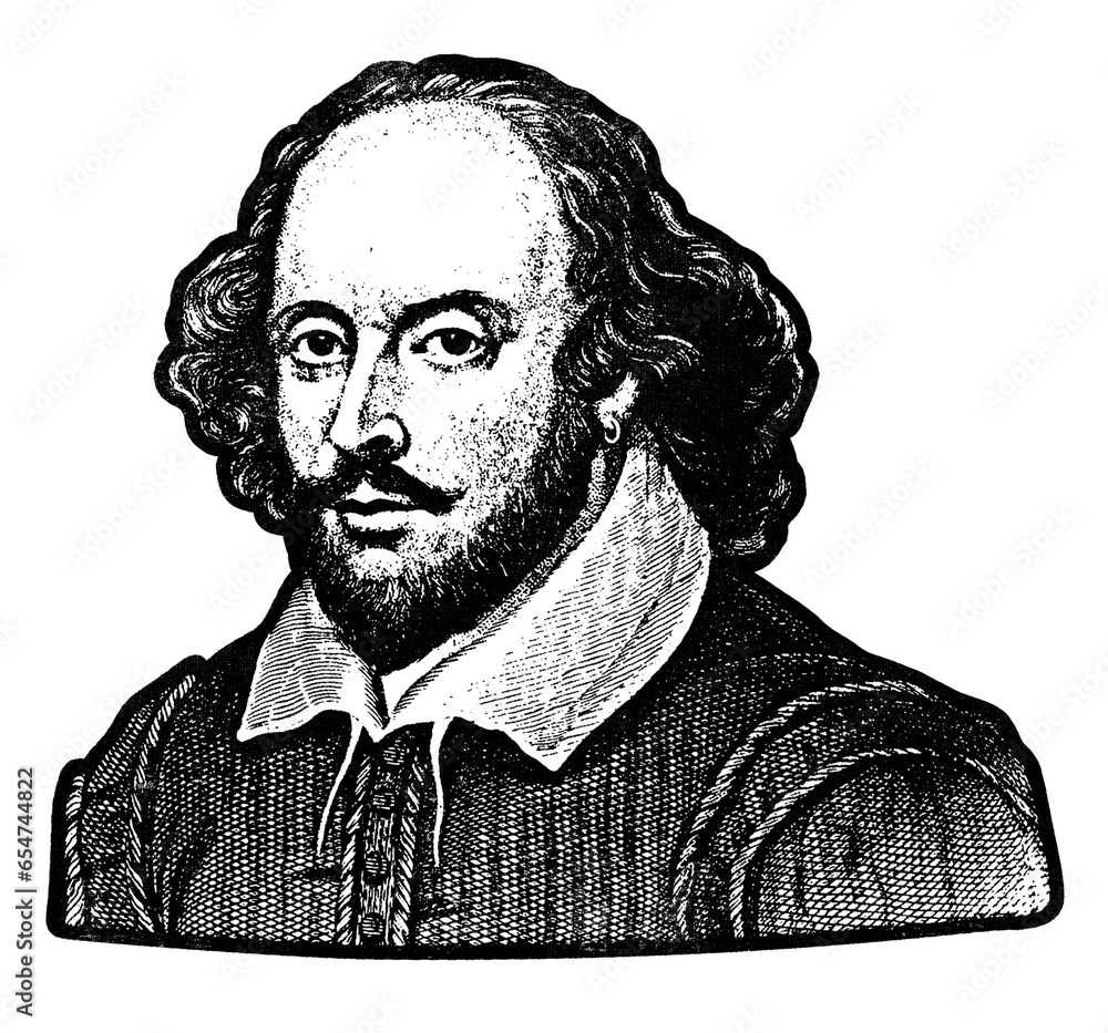 Portrait of William Shakespeare as retro stencil illustration with ...