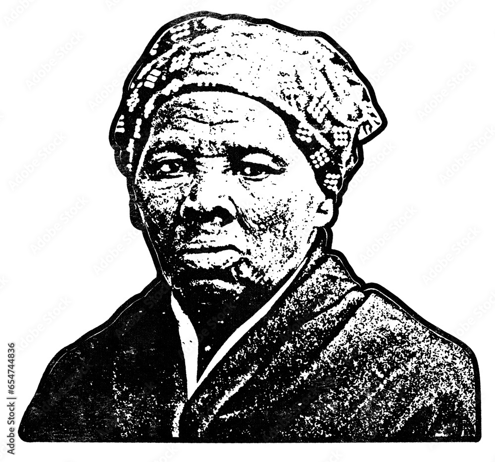 Portrait of Harriet Tubman as retro stencil illustration with ...