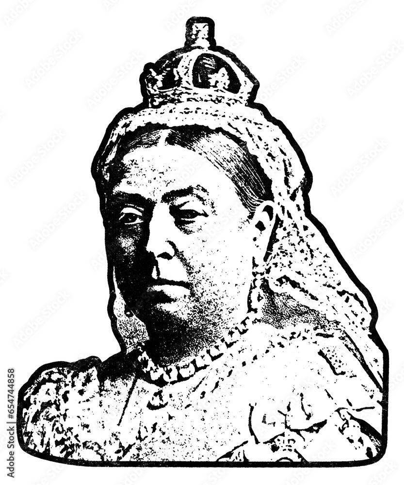 Portrait of Queen Victoria as retro stencil illustration with ...